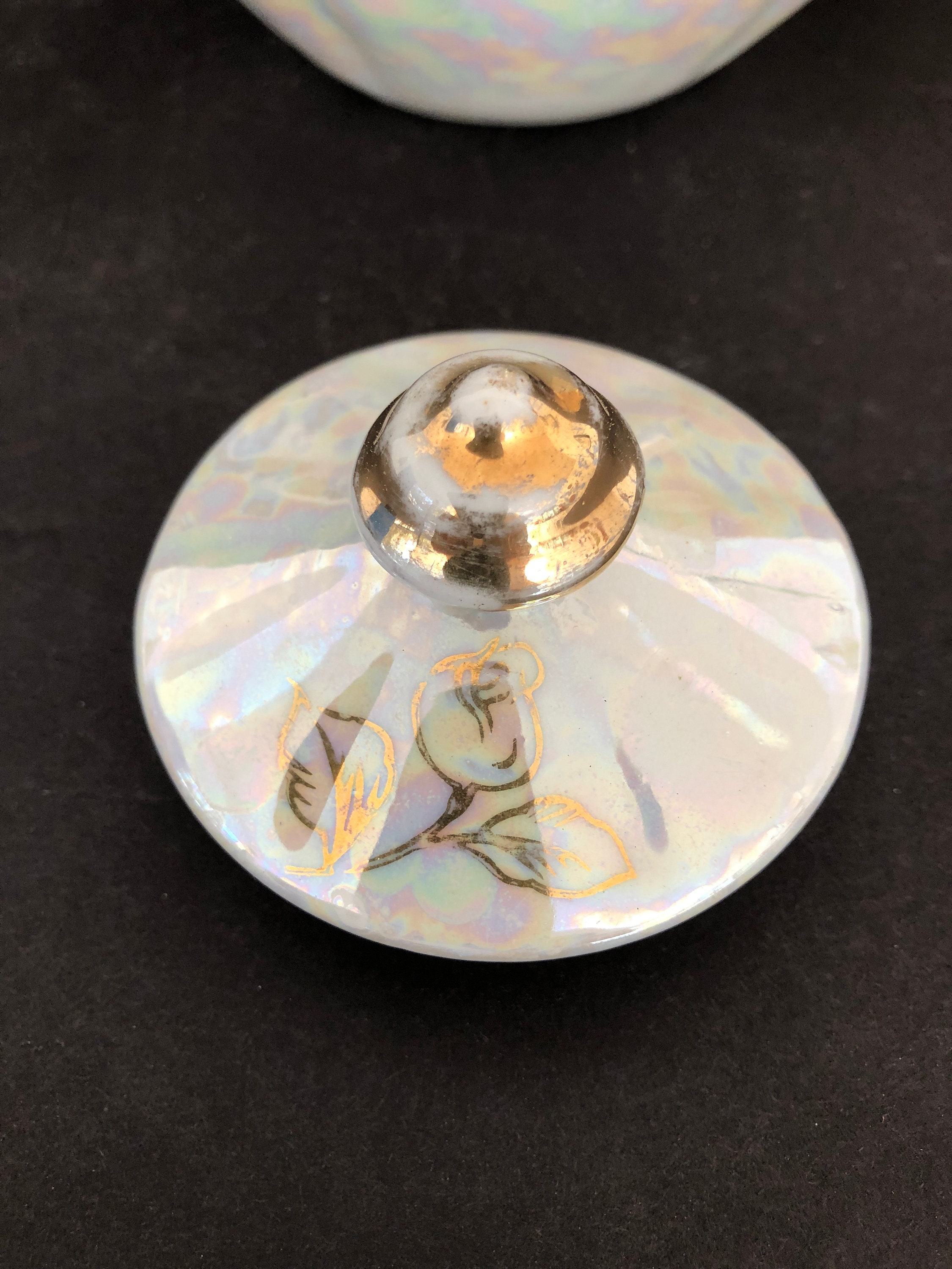 Teapot Lusterware China Gold Leaf Pink Flower Vintage - Etsy