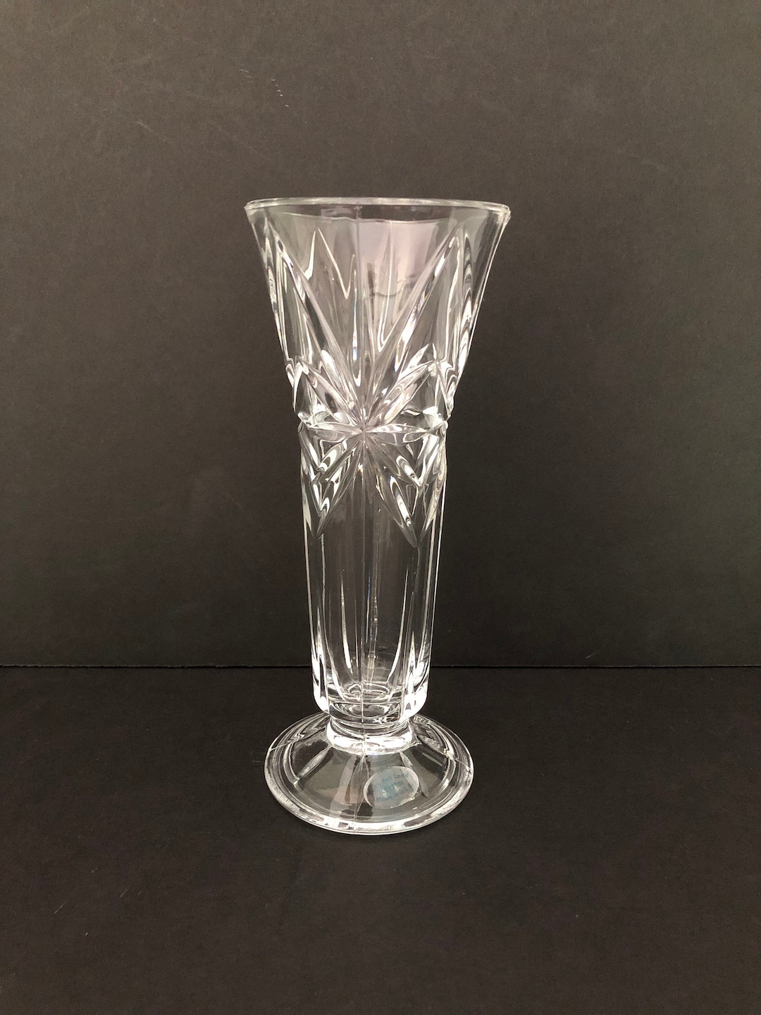 Pressed Glass Crystal Vase, Lead Crystal, Antique, Collectable Glass ...