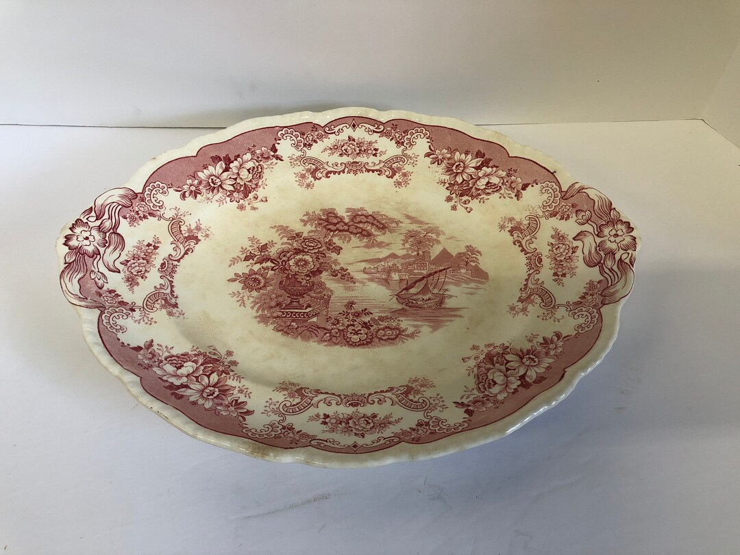 John Maddock Platter, Made in England, Red Transfer-ware, - Etsy