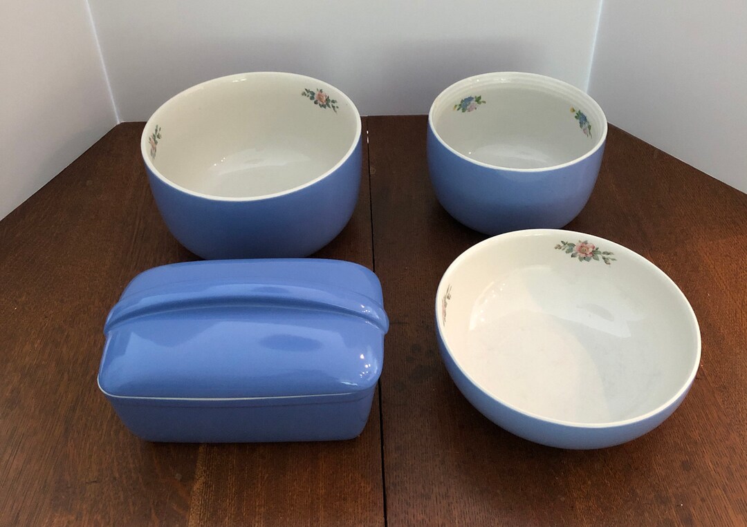 Hall Rose Parade, Vintage, Kitchen Ware, Circa 1940, Blue, Covered Dish ...