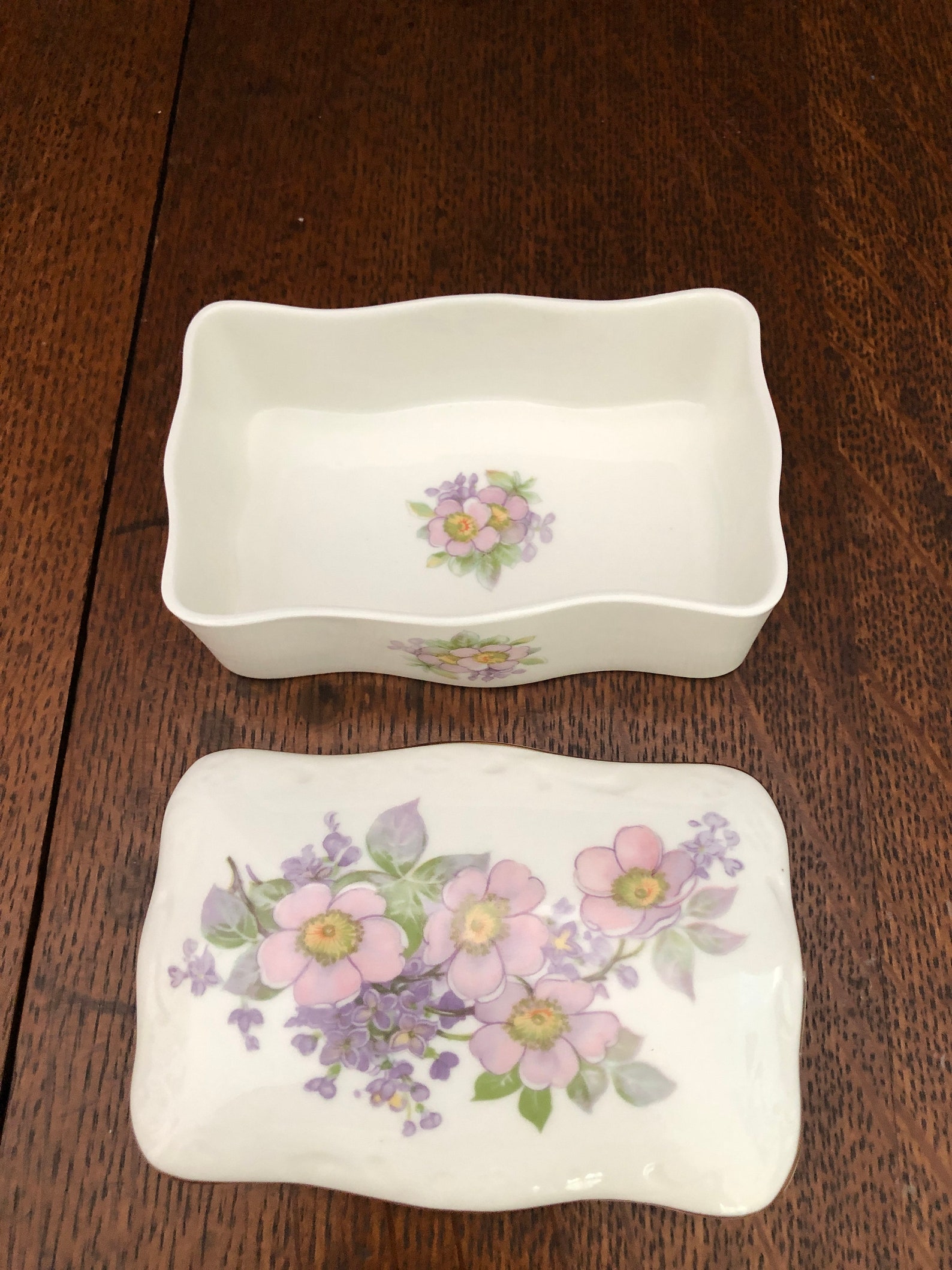 China Bone, Pitcher, Covered Dresser Dish, Basket Design Dish, Square ...