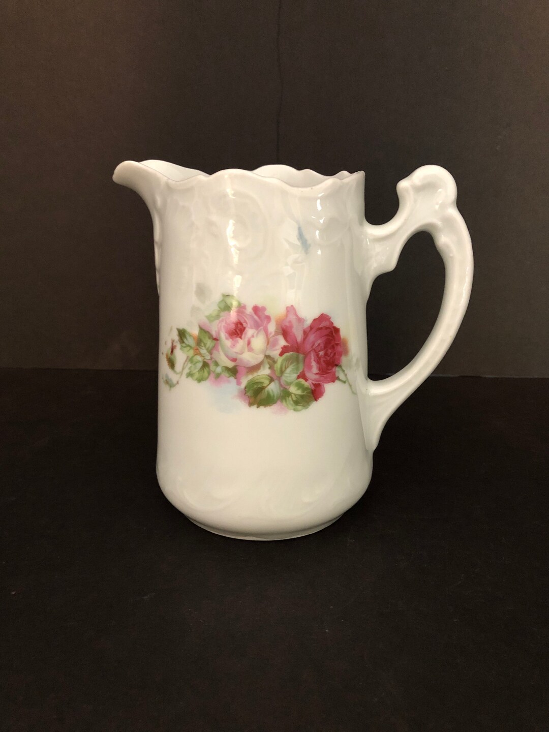 Bone China Pitcher, Rose Motif, Craquelure, Flower Vase, Milk Pitcher ...