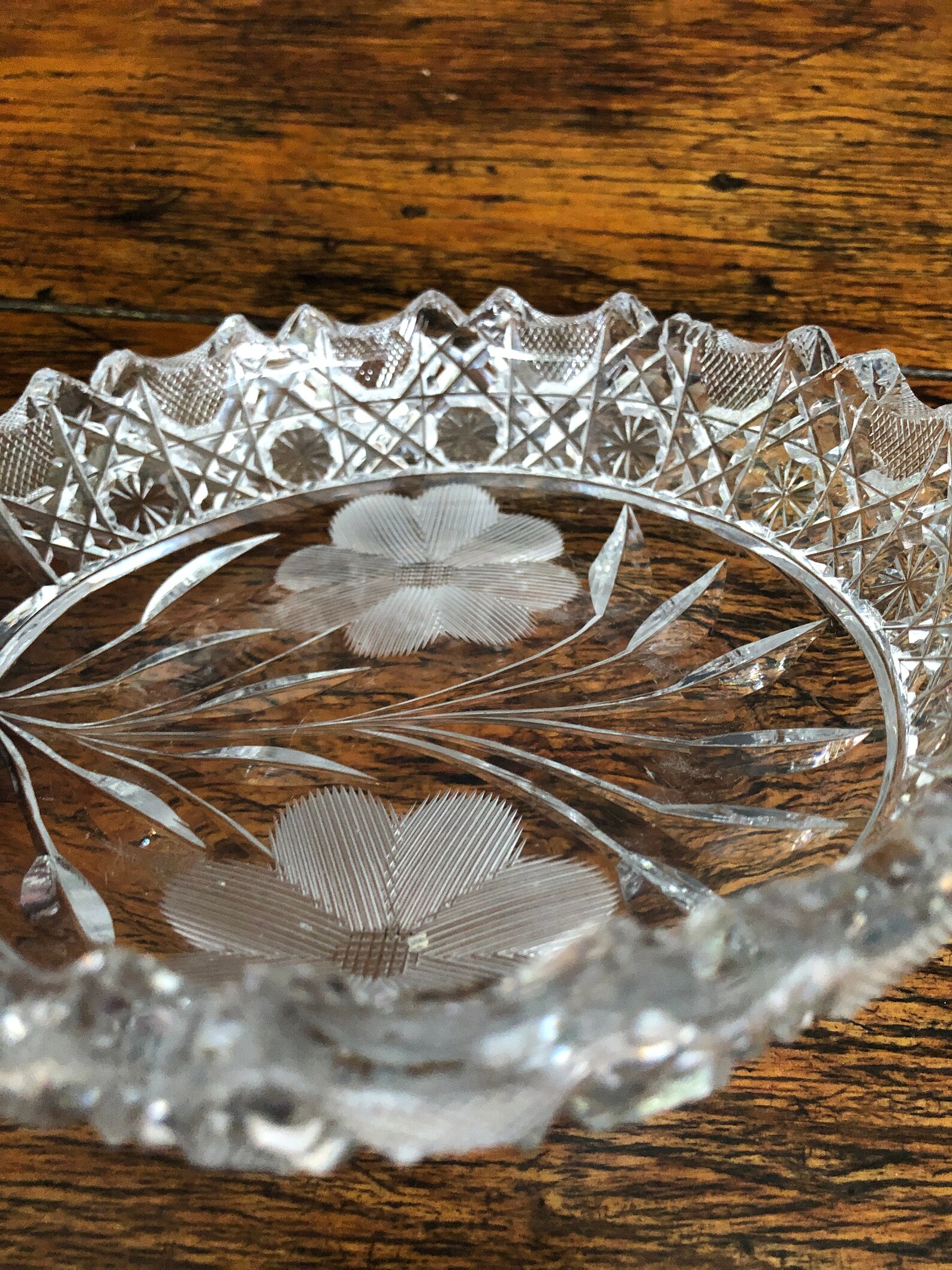 Cut Glass Round Relish Dish Sawtooth Edge Antique Relish - Etsy