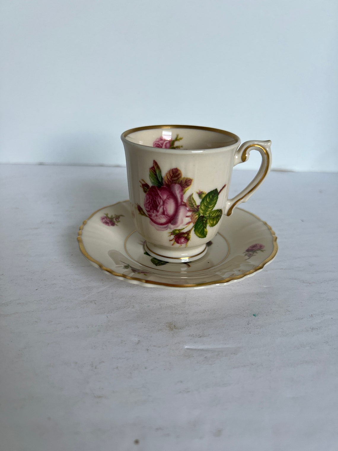 SYRACUSE, Pattern Victoria, Federal Shape, Demitasse, Painted Rosebud ...