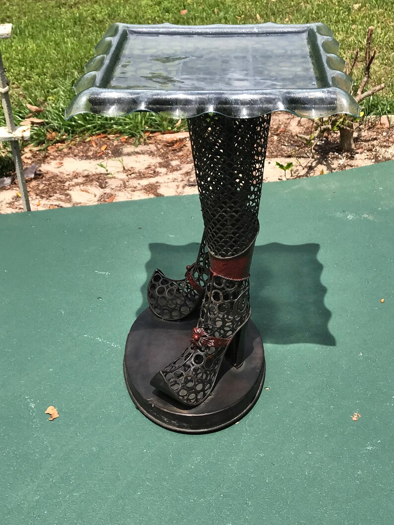 Glass Topheavy Metal Art Sculpture Ladies Legs Fishnet | Etsy