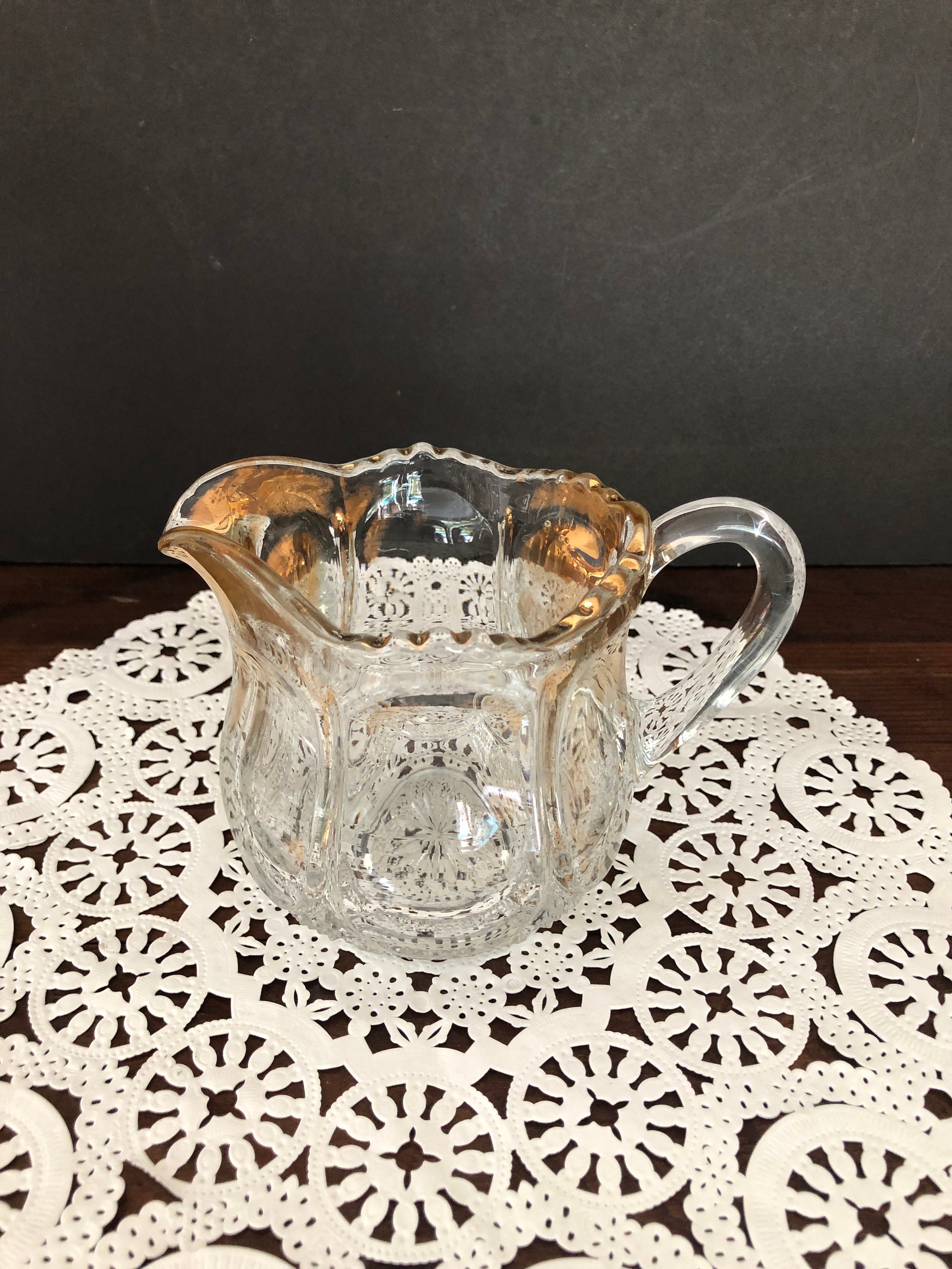 Antique EAPG Pitcher Gold Wash | Etsy