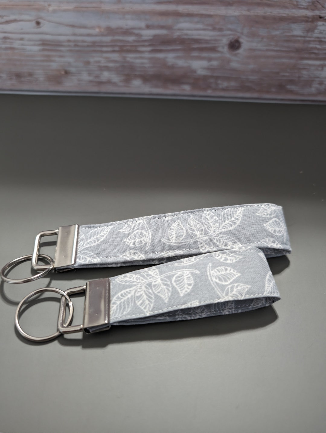 Aesthetic Gray Leaf Key Fob - Etsy
