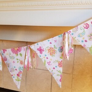 Spring Floral Bunting Flags Fabric Banner Spring Flowers Wall Hanging ...