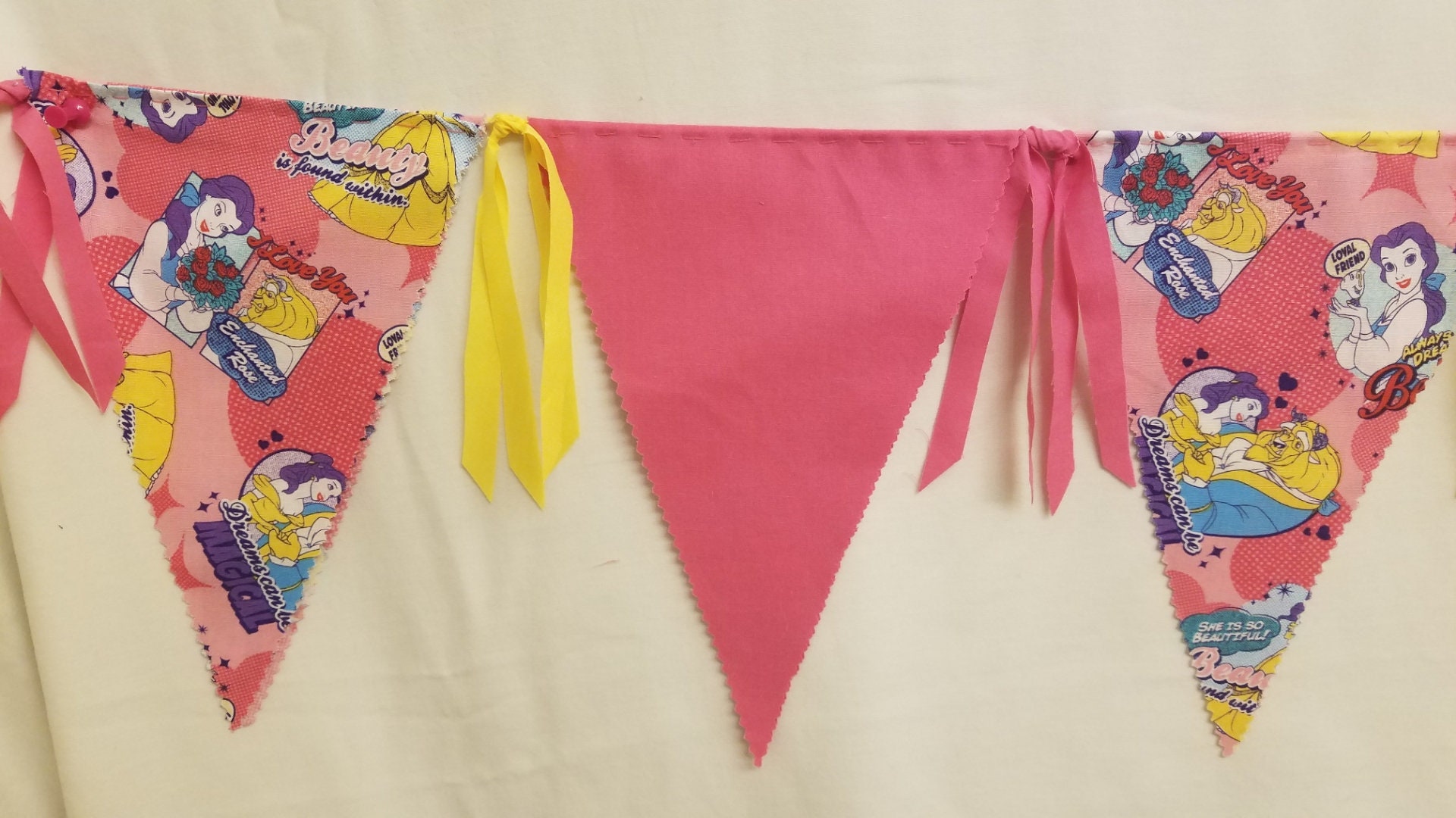 Beauty & the Beast Banner, Belle Fabric Bunting, Princess Birthday ...