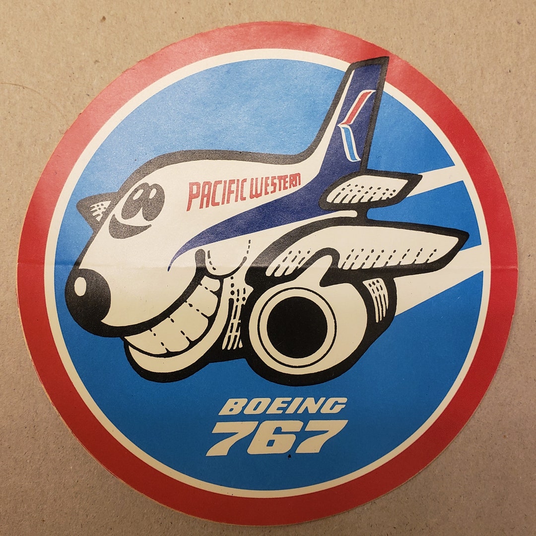Boeing 767 Decal, Vintage 80's Advertising Airplane Sticker, Flight ...