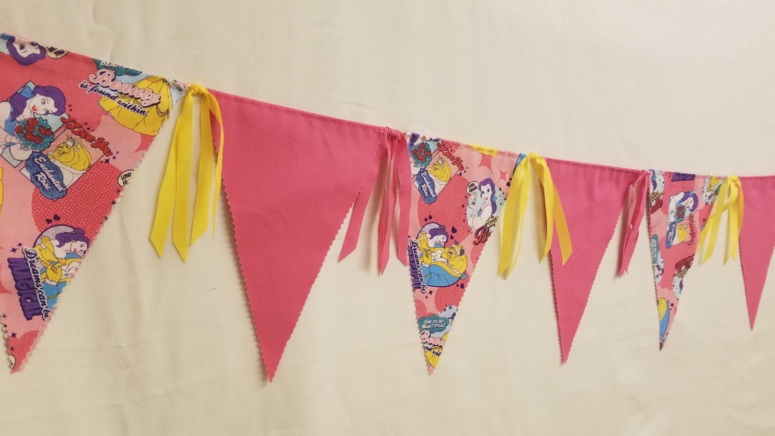 Beauty & the Beast Banner, Belle Fabric Bunting, Princess Birthday ...