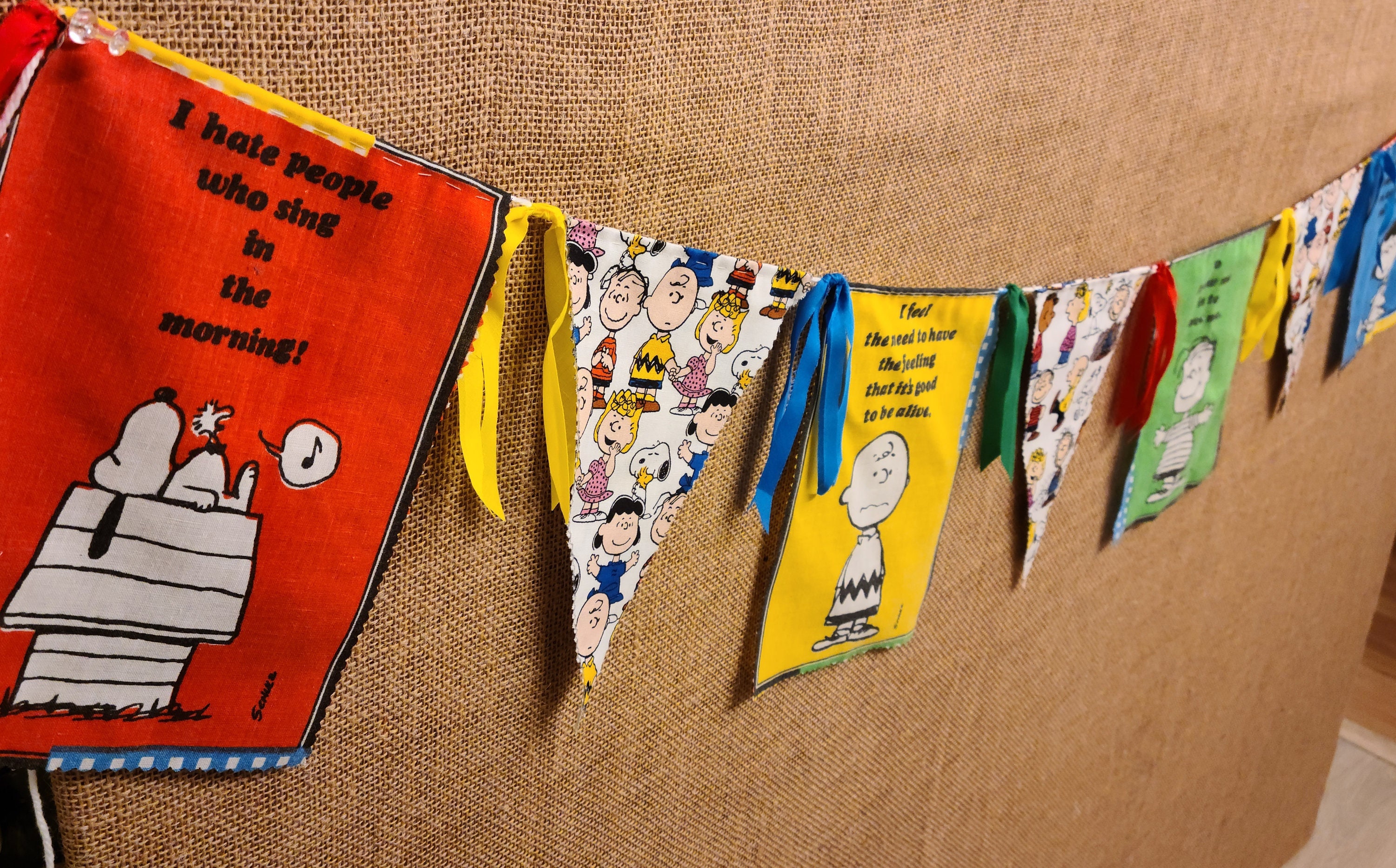 Peanuts Gang Color Block Banner, Snoopy, Charlie Brown, Linus, Lucy ...