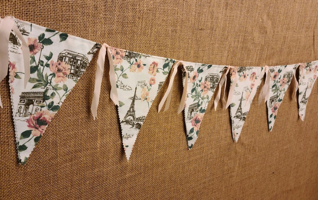 Peach Floral Paris Banner, 5 Ft., Eiffel Tower Garland, Arc De Triomphe ...