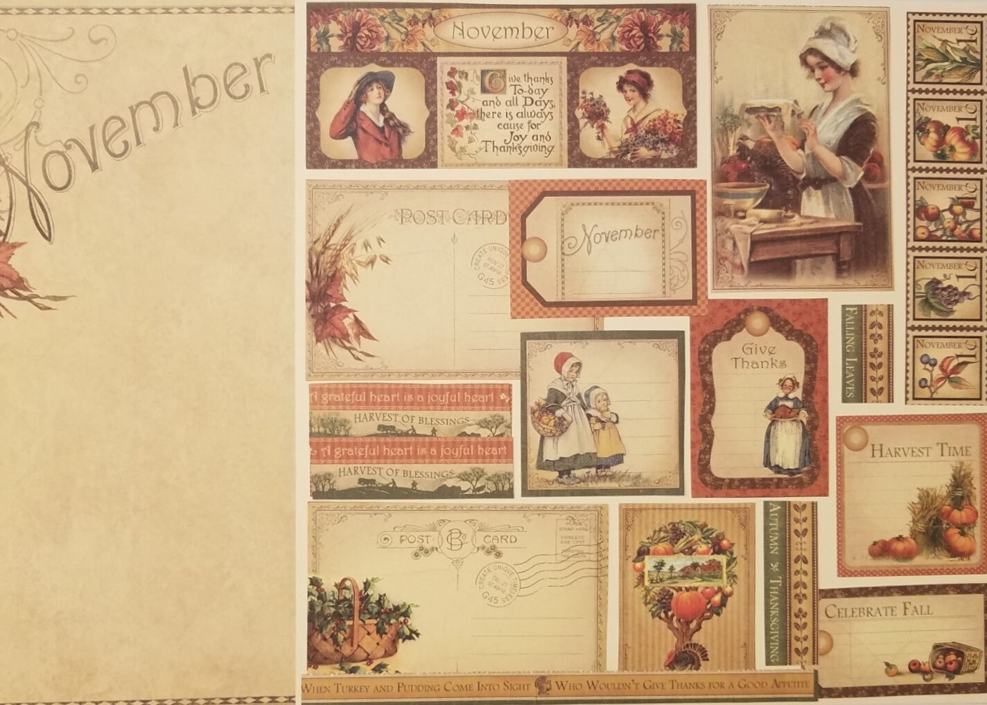 Graphic 45 Beautiful Monthly Papers, January - December Tags, Cards ...