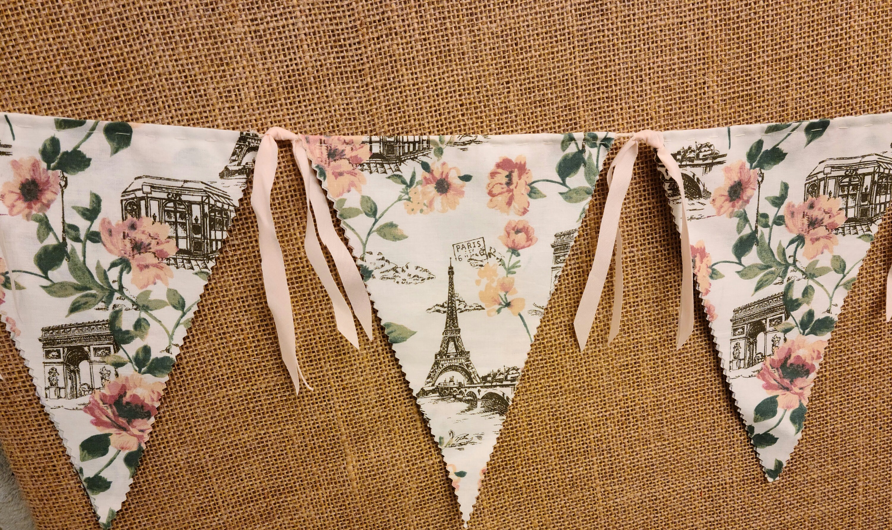 Peach Floral Paris Banner, 5 Ft., Eiffel Tower Garland, Arc De Triomphe ...
