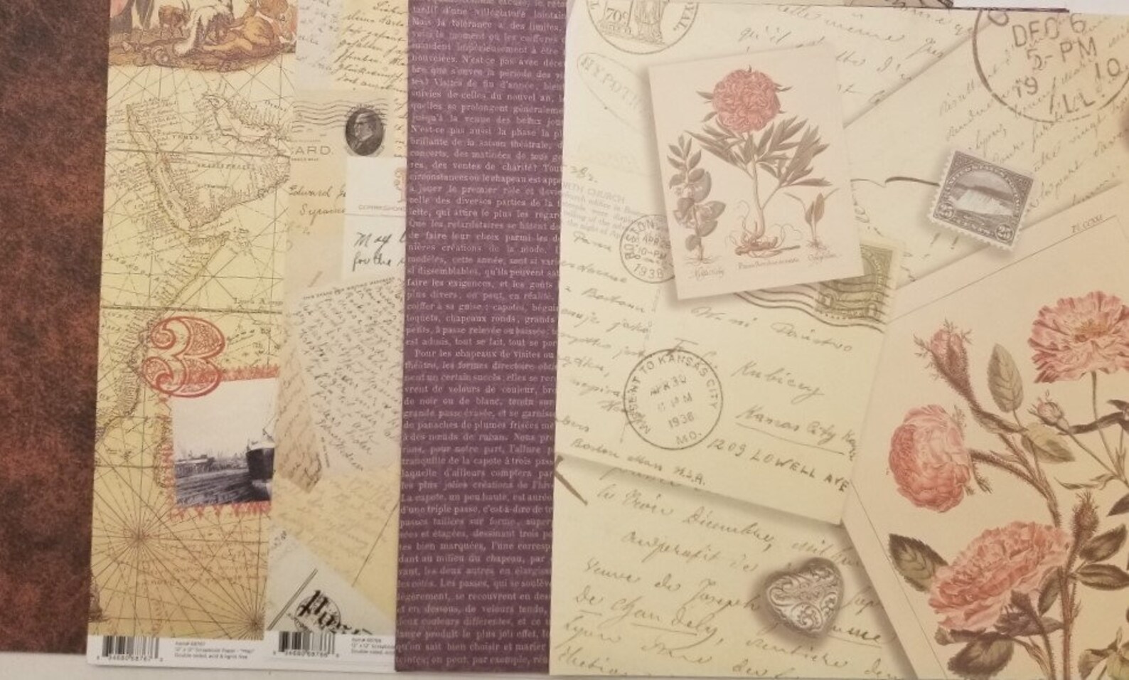 Travel Papers 8 12x12 Sheets Plus 15 Pieces Travel Scrap, Postcard ...