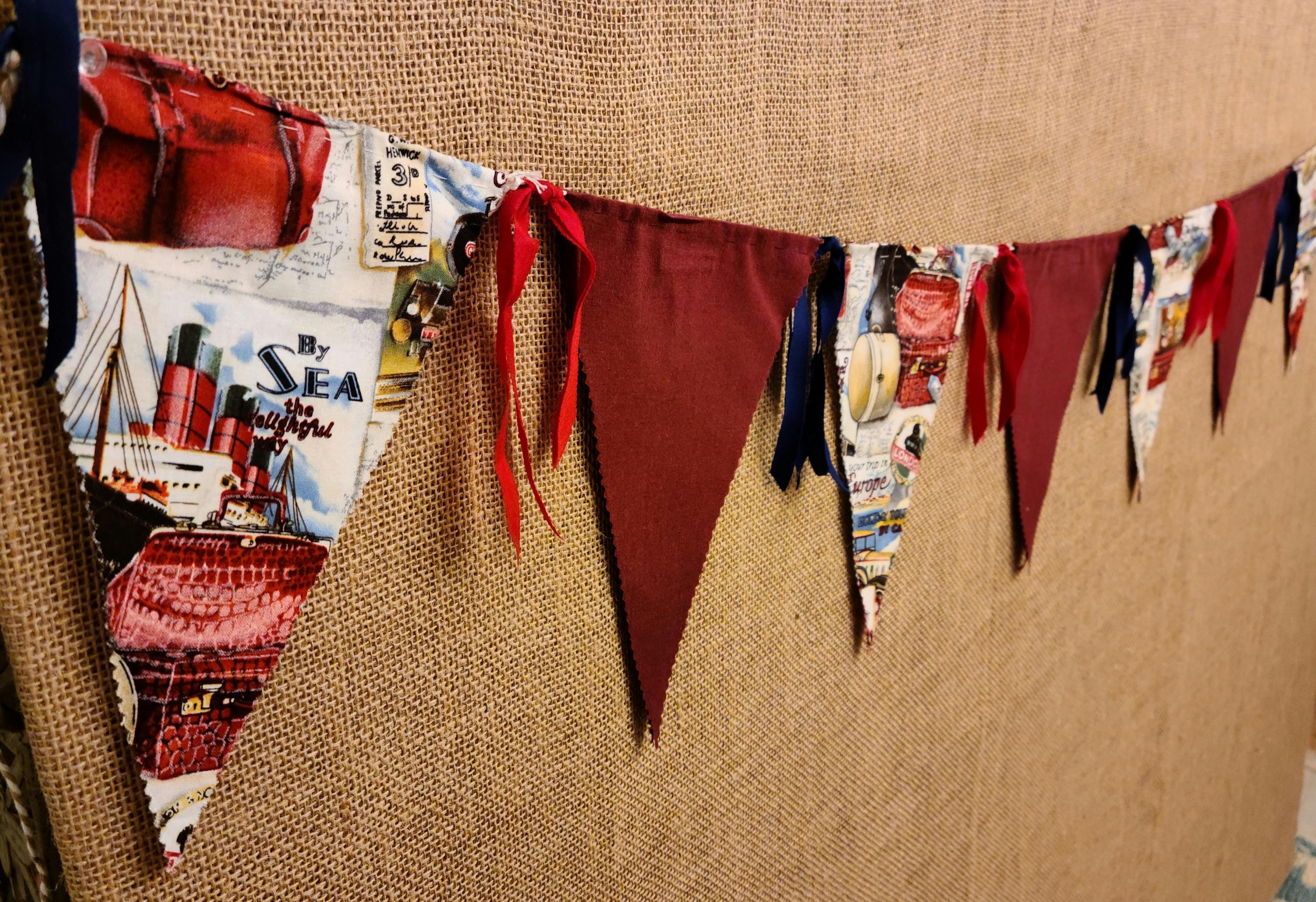Europe Over Seas Travel Banner, Vintage Luggage Bunting, Vacation ...
