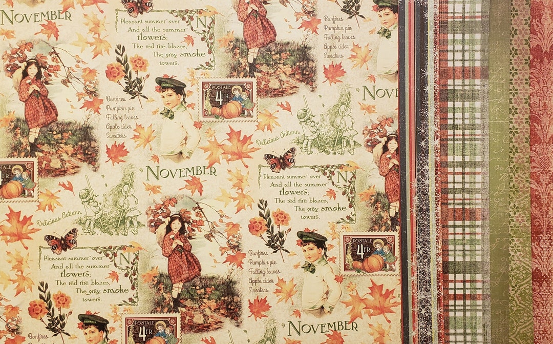 November Fall Leaves Scrapbook Papers, 10/set 12x12 Sheets, Fall ...