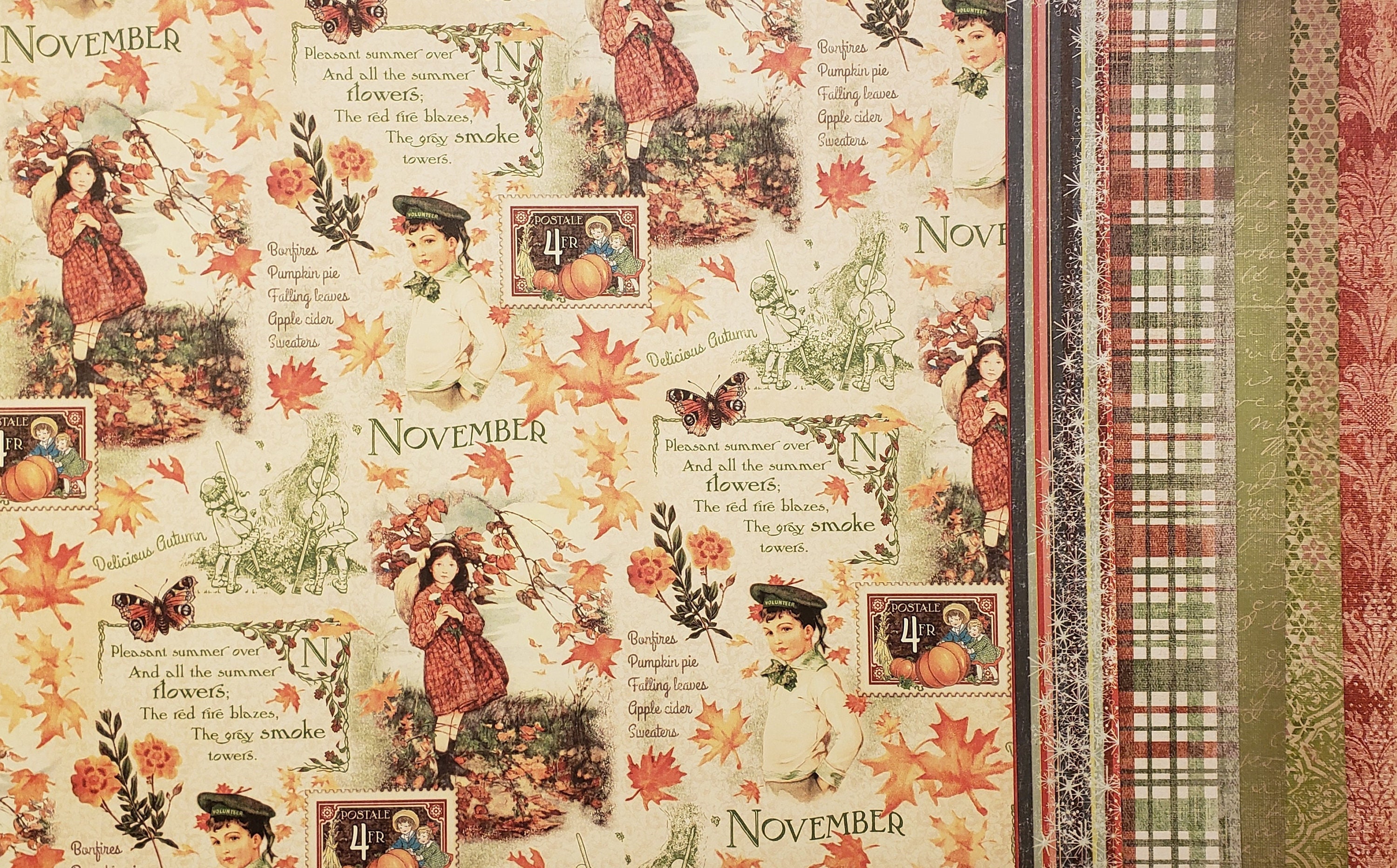 November Fall Leaves Scrapbook Papers, 10/set 12x12 Sheets, Fall ...