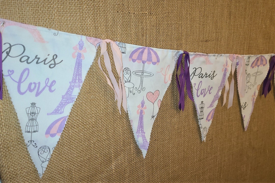 Paris Love Banner, 5ft. Eiffel Tower Gatland, Paris Cafe Bunting, Paris ...