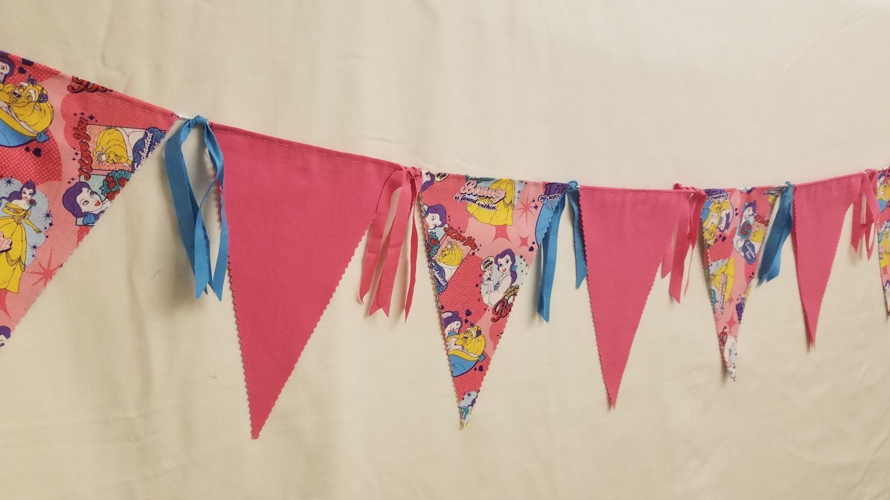 Beauty & the Beast Banner, Belle Fabric Bunting, Princess Birthday ...