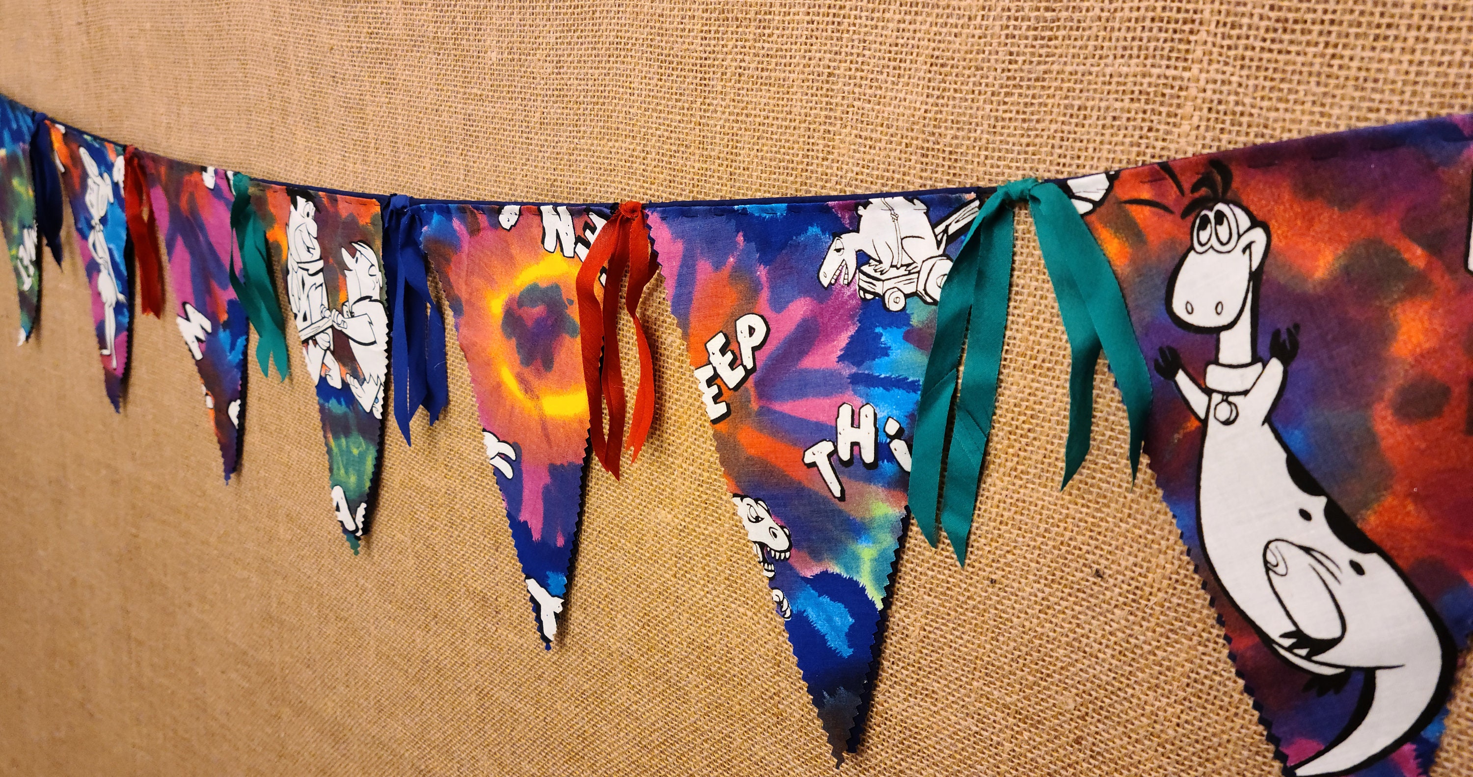 Flintstones 5 Ft. Fabric Banner, Fred Flintstone, Wilma, Barney, Dino ...