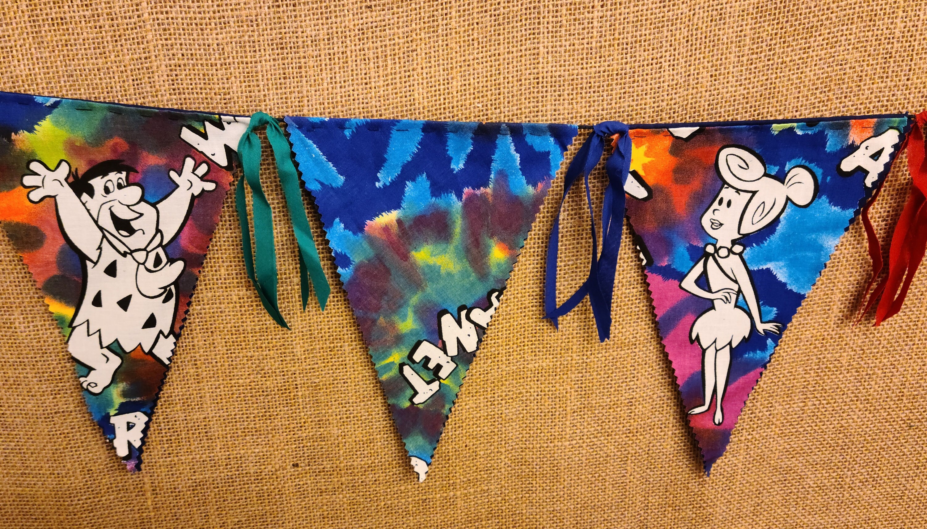 Flintstones 5 Ft. Fabric Banner, Fred Flintstone, Wilma, Barney, Dino ...