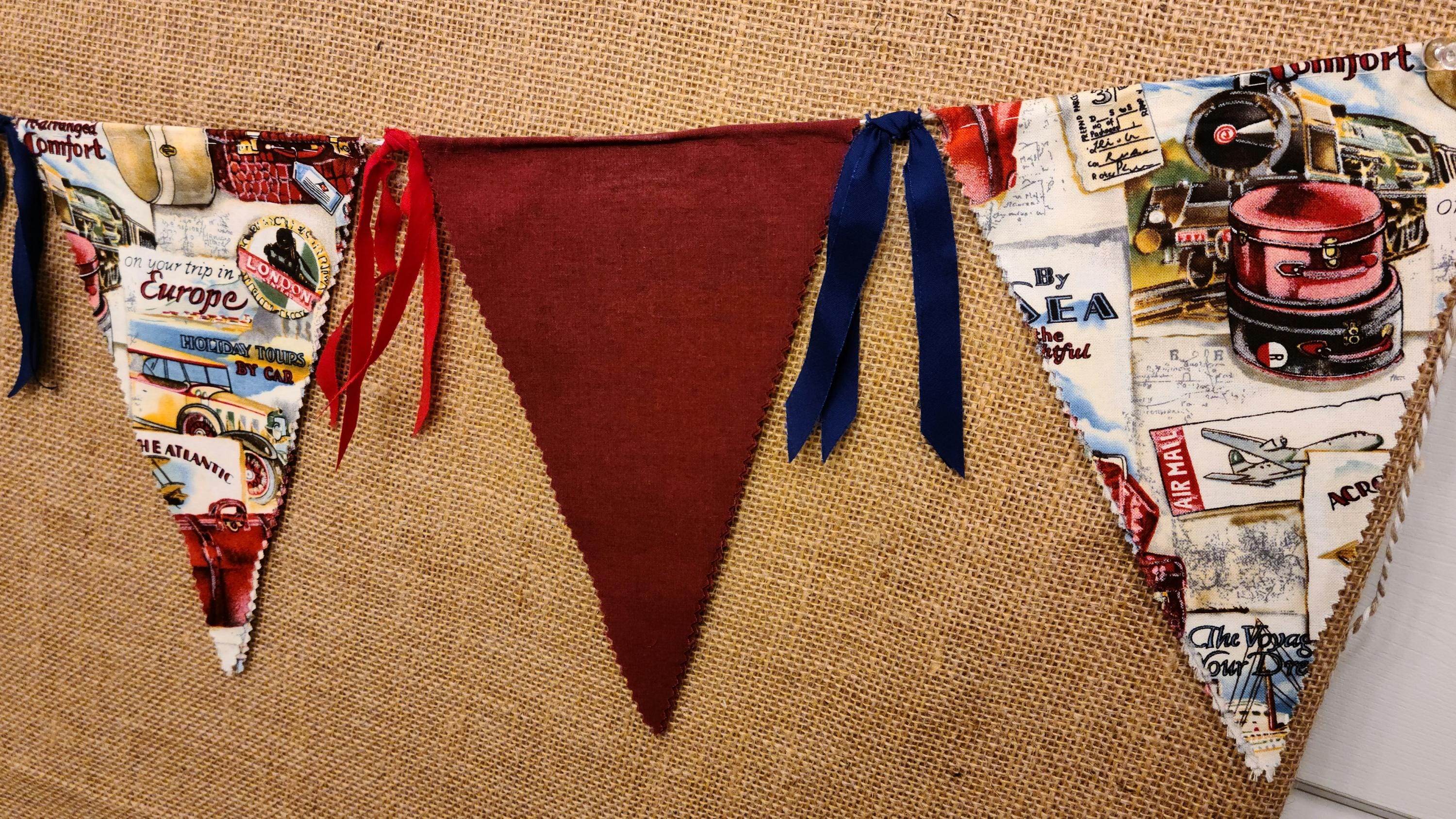 Europe Over Seas Travel Banner, Vintage Luggage Bunting, Vacation ...