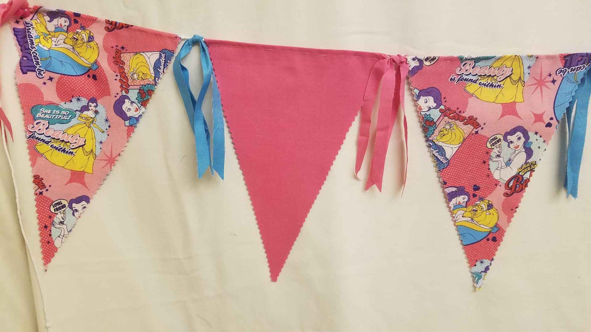 Beauty & the Beast Banner, Belle Fabric Bunting, Princess Birthday ...