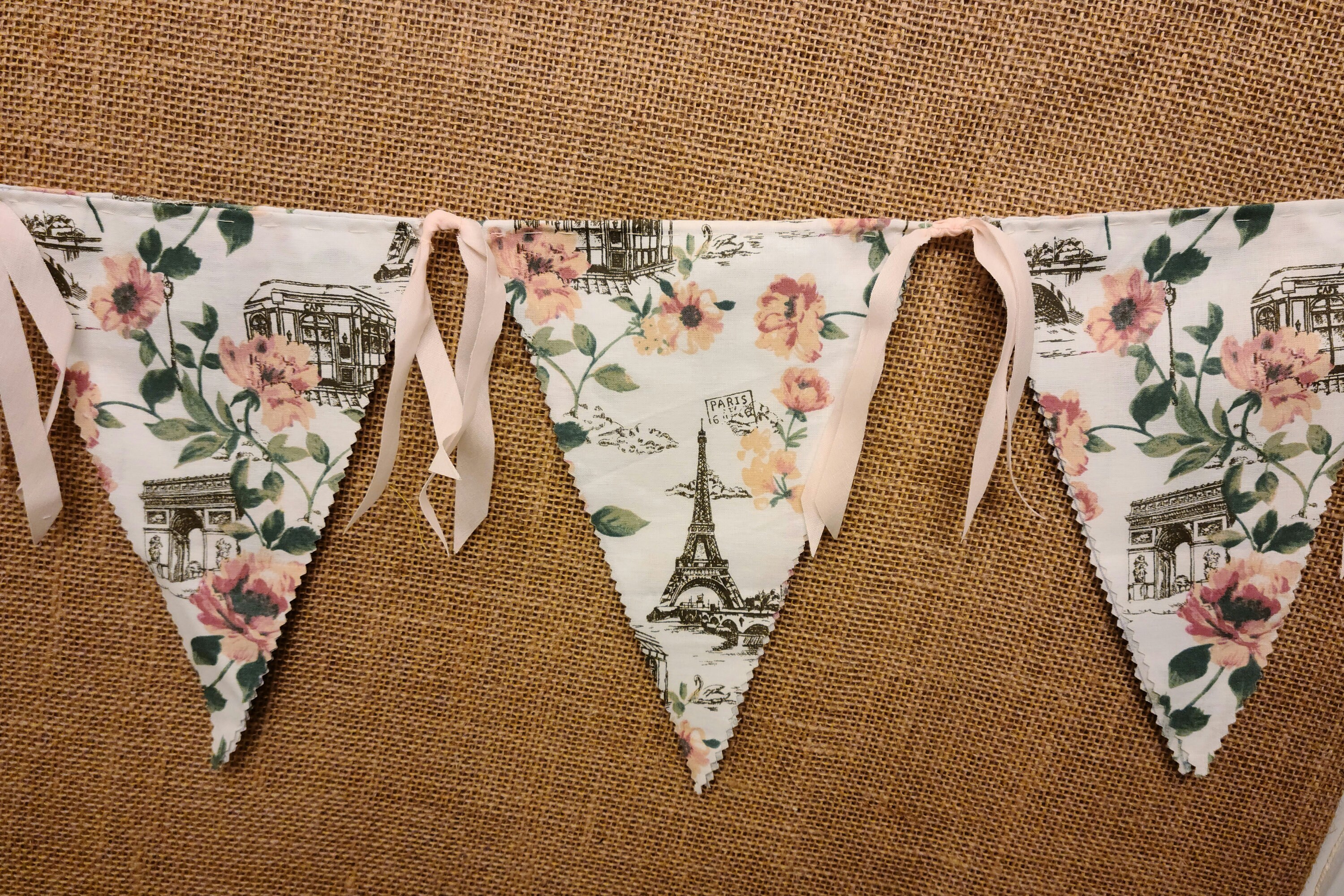 Peach Floral Paris Banner, 5 Ft., Eiffel Tower Garland, Arc De Triomphe ...