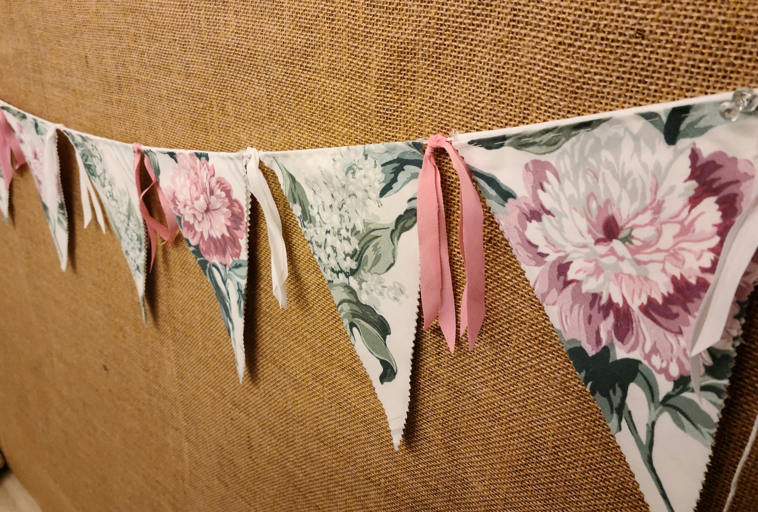 Peonie Roses With Lily Bells Banner, Floral Rose Peony Bunting, Floral ...