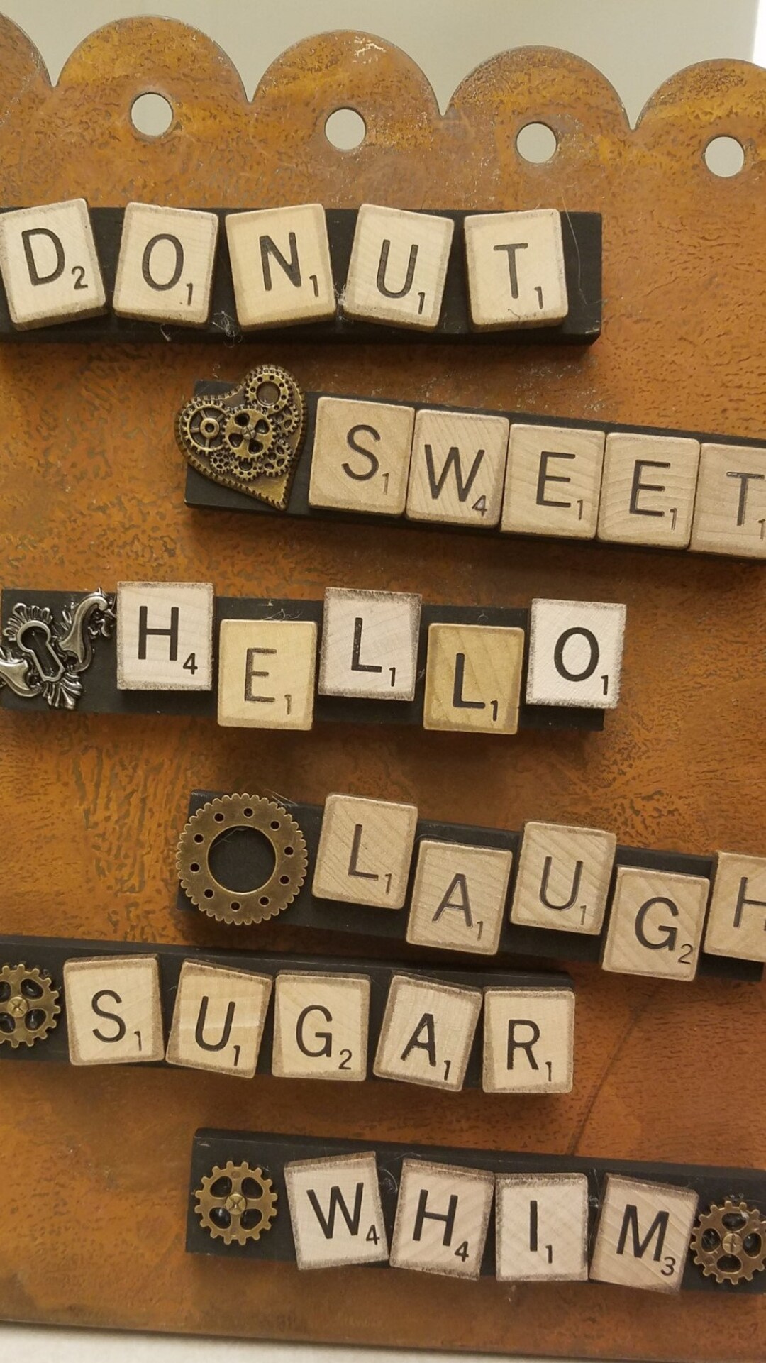 Donunt, Sweet, Laugh, Sugar, Hello, Whim Scrabble Magnet Words ...