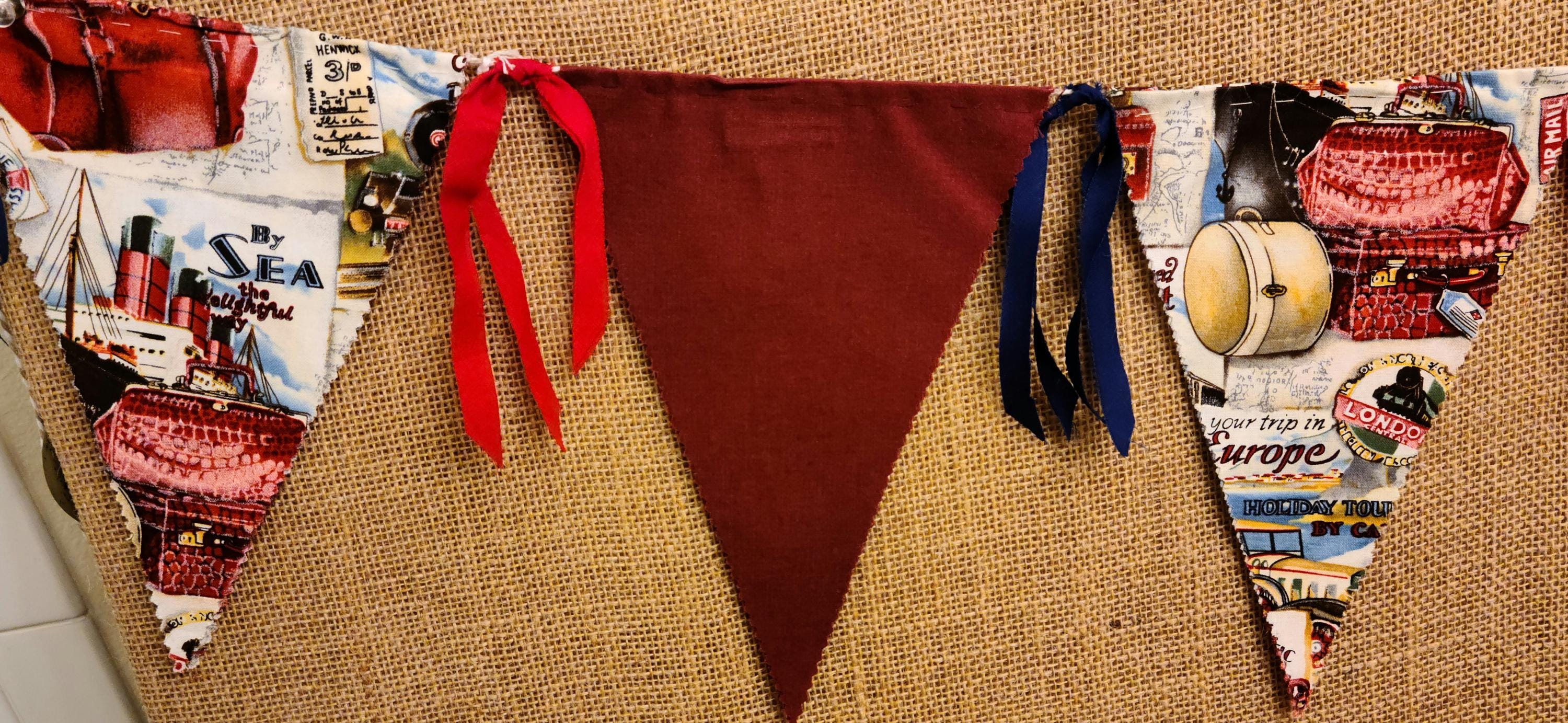 Europe Over Seas Travel Banner, Vintage Luggage Bunting, Vacation ...
