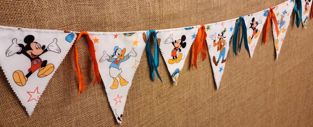 Mickey Mouse Fabric Banner 5 Ft. Long, Donald Duck, Goofy, Pluto and ...