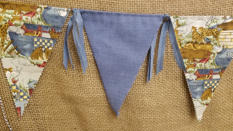 Noah's Ark Fabric Banner, Bible Story Flags, Nursery Animals Bunting ...