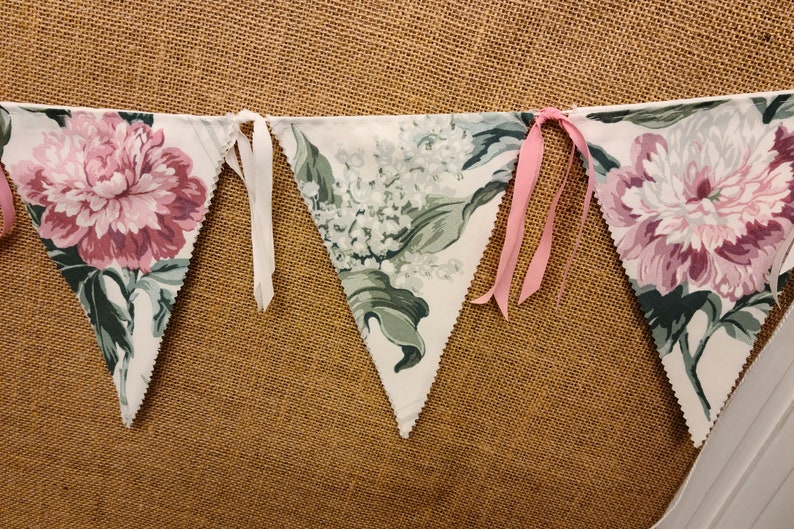 Peonie Roses With Lily Bells Banner, Floral Rose Peony Bunting, Floral ...