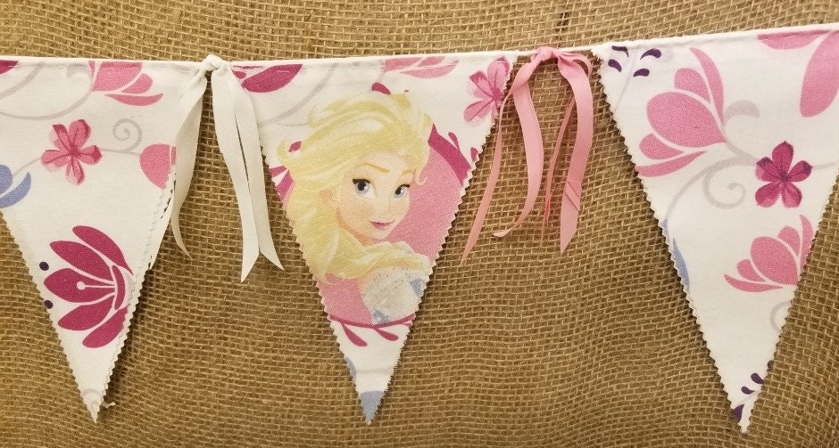 Frozen Princesses Banner, Elsa & Anna Frozen Bunting, Girl's Room Wall ...