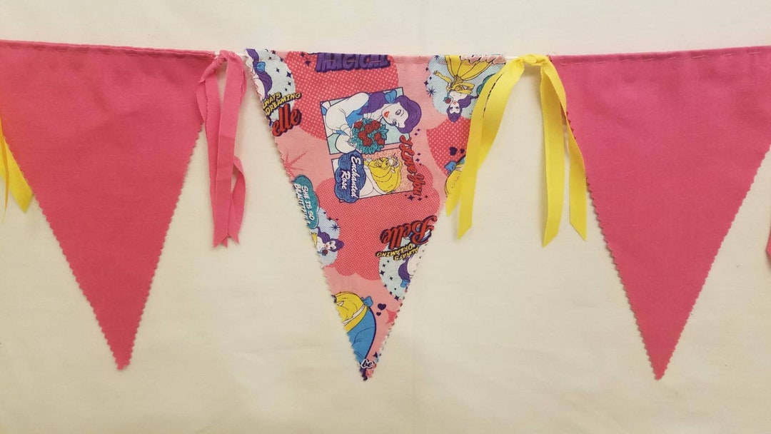 Beauty & the Beast Banner, Belle Fabric Bunting, Princess Birthday ...