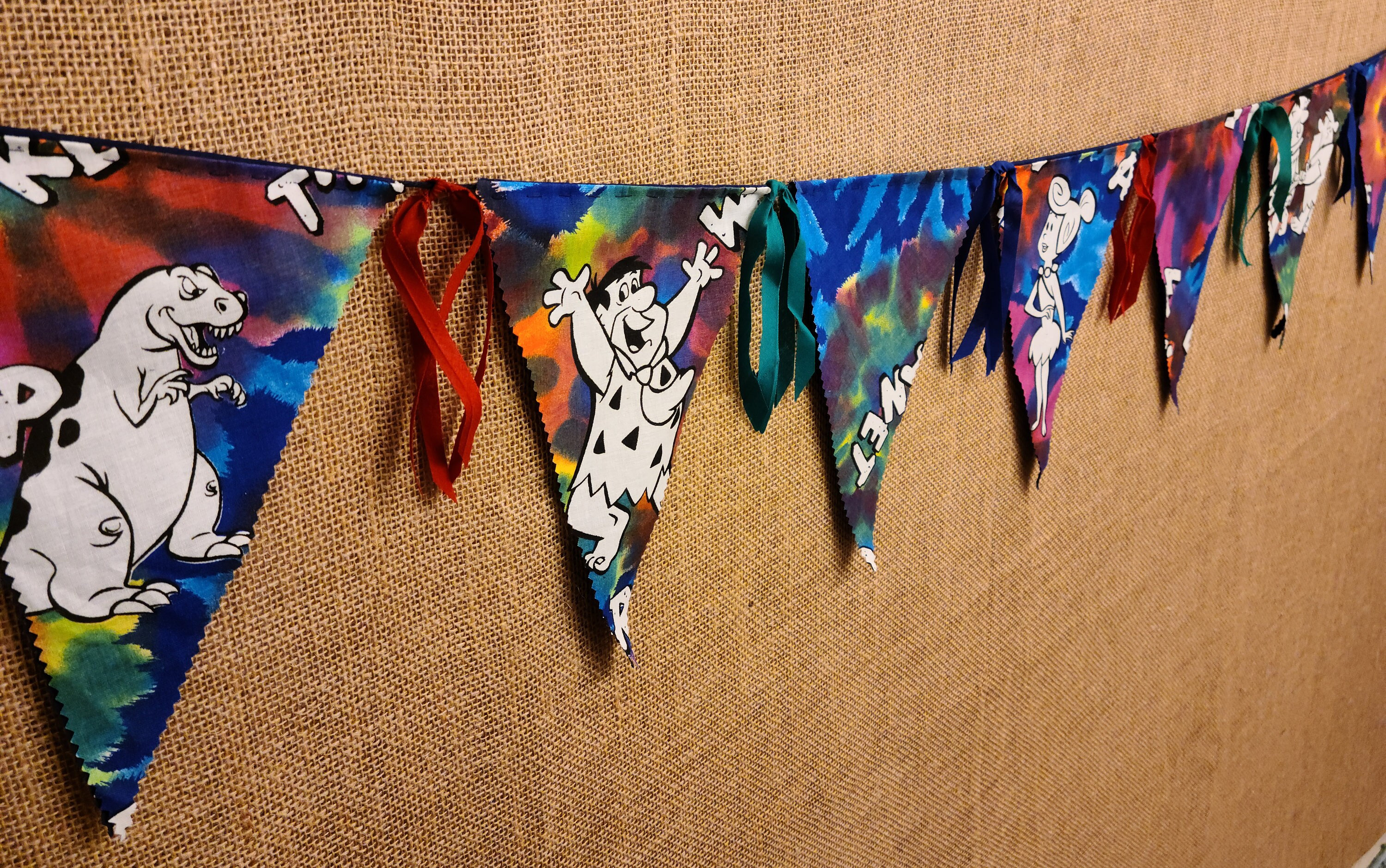 Flintstones 5 Ft. Fabric Banner, Fred Flintstone, Wilma, Barney, Dino ...