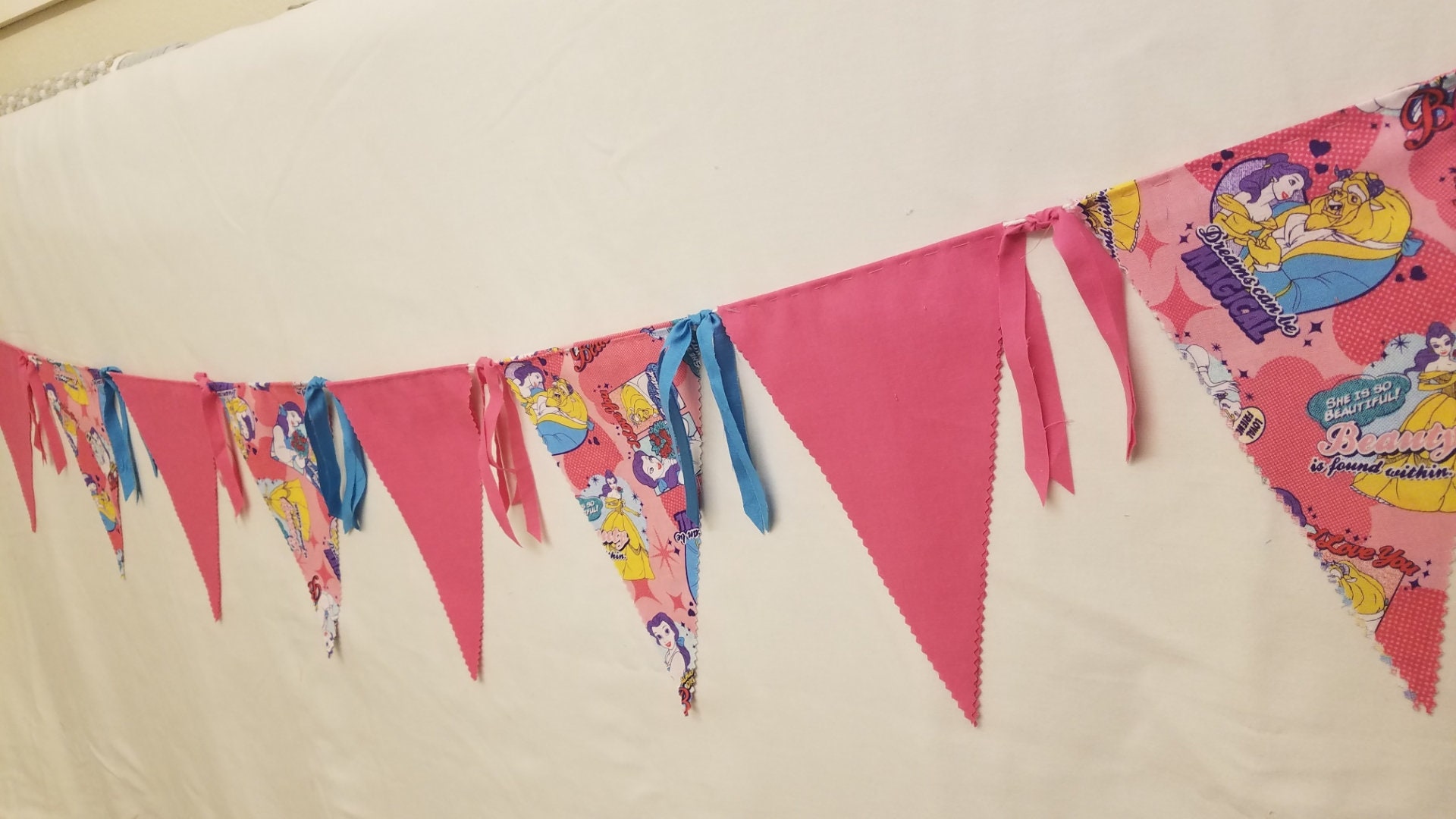 Beauty & the Beast Banner, Belle Fabric Bunting, Princess Birthday ...