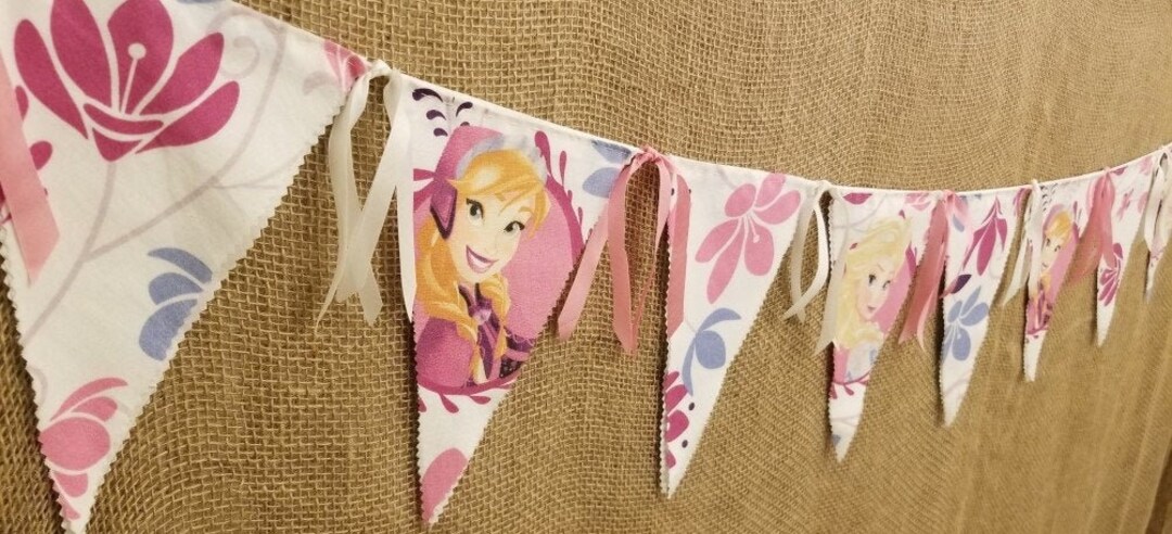 Frozen Princesses Banner, Elsa & Anna Frozen Bunting, Girl's Room Wall ...