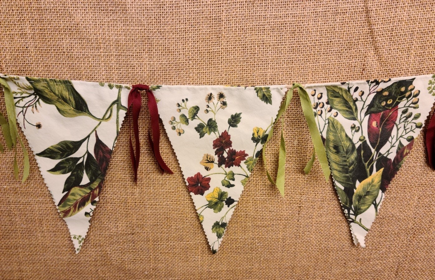 Nature Leaves Fabric Banner, Flora and Fauna Garland, Botanical Nature ...