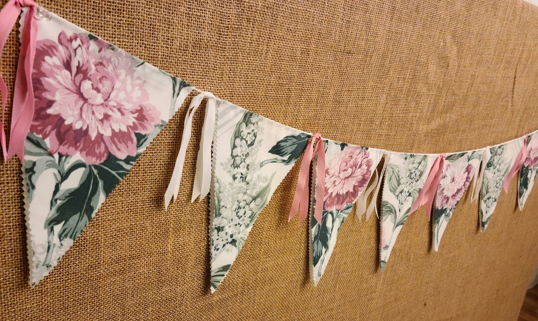 Peonie Roses With Lily Bells Banner, Floral Rose Peony Bunting, Floral ...