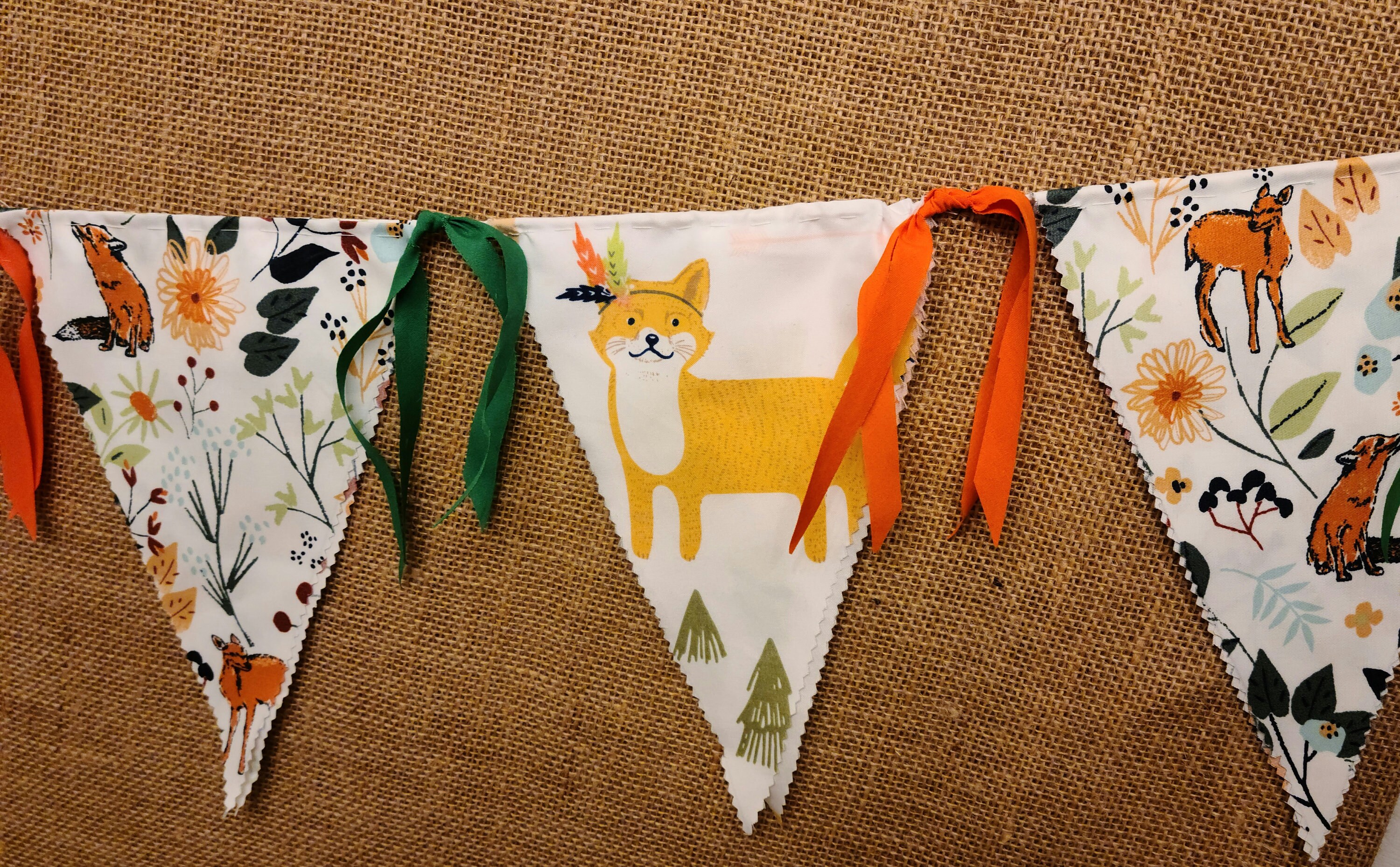 Forrest Animals Banner, 5 Ft. Reusable Fabric, Fox, Deer & Bear Garland ...