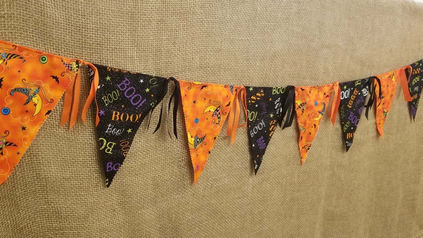 Halloween Boo Moon Banner Black Boo Flag Pennant Fabric - Etsy
