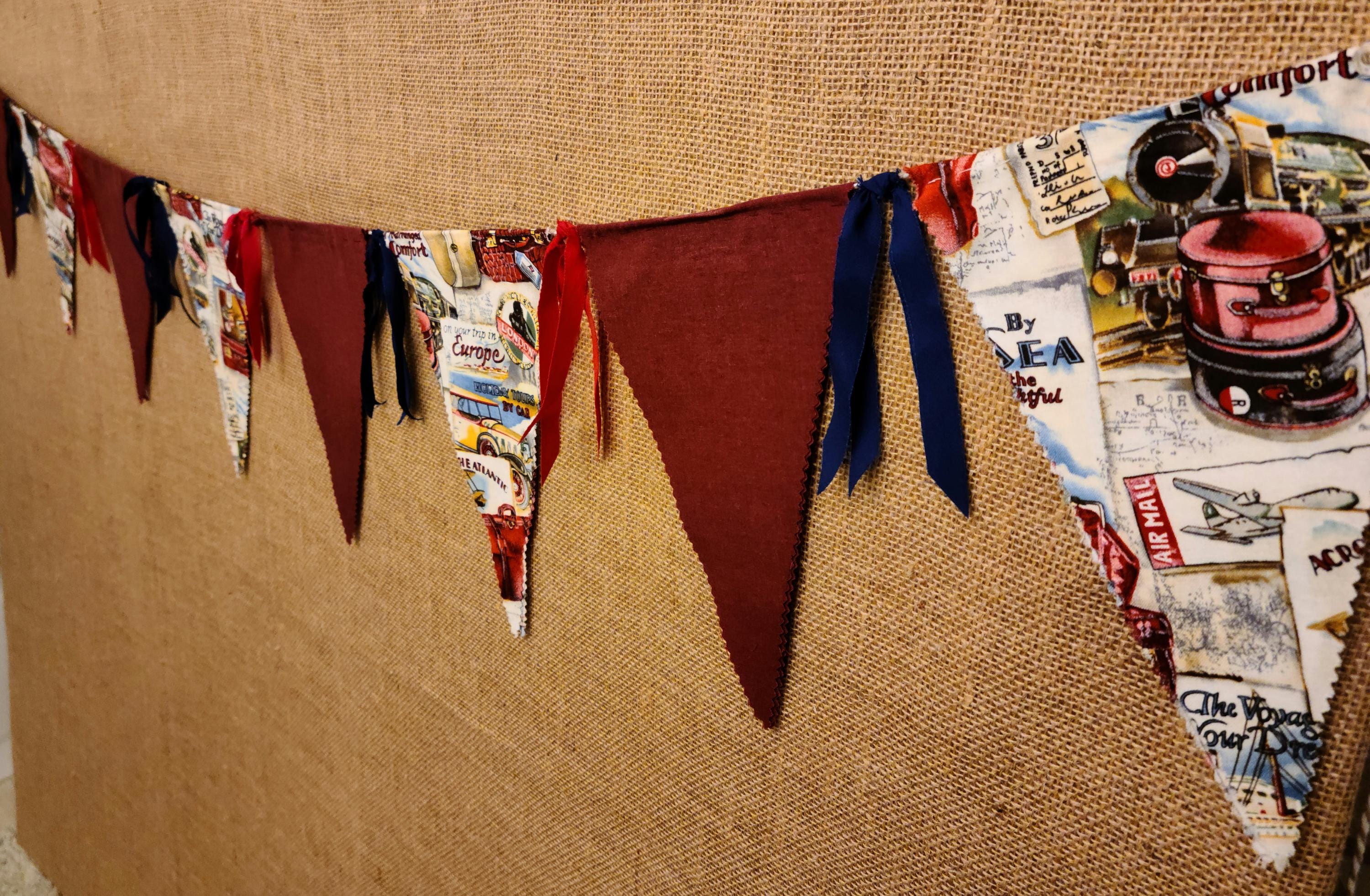 Europe Over Seas Travel Banner, Vintage Luggage Bunting, Vacation ...