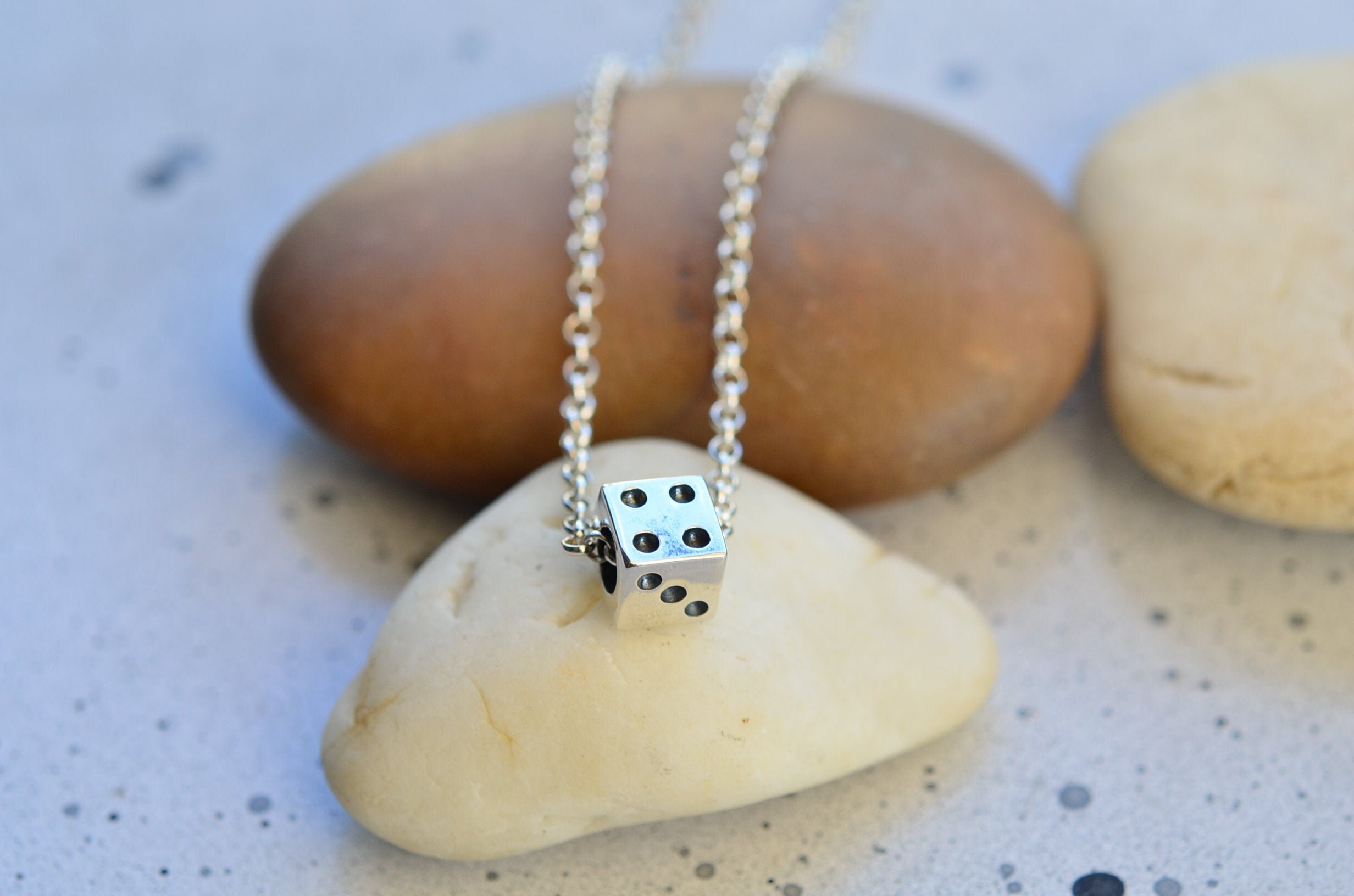 Sterling Silver Dice Charm & Rolo Chain Silver 925 Dice - Etsy UK