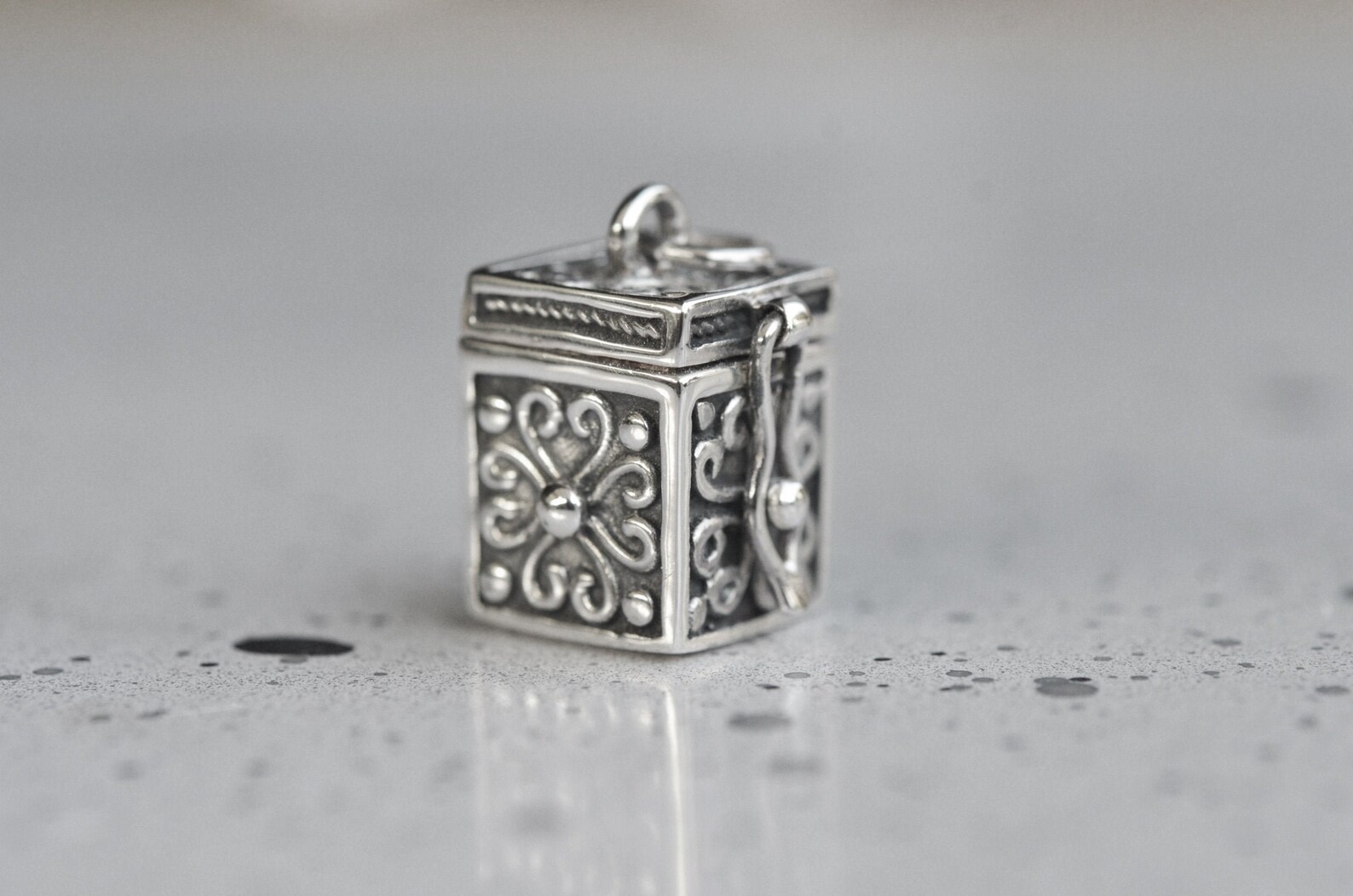 Sterling Silver Prayer Box Charm: Stash Locket, Memory Keepsake - Etsy
