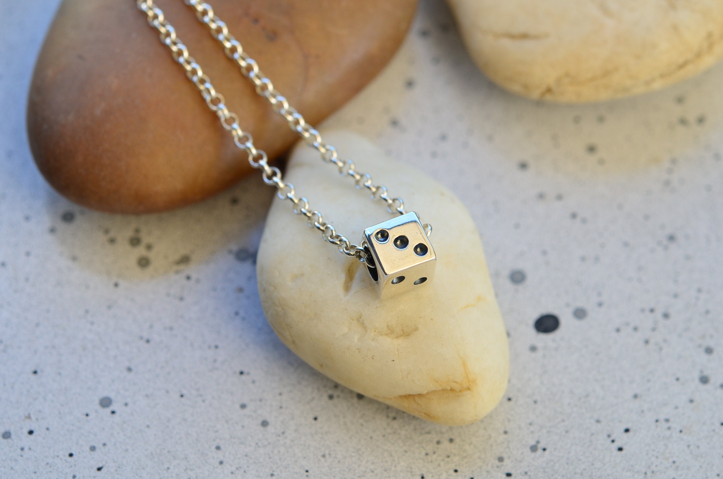 Sterling Silver Dice Charm & Rolo Chain Silver 925 Dice - Etsy UK