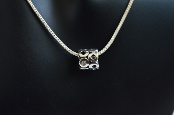 Silver 925 Circle Sliding Pendant Modern Design CZ Diamonds - Etsy